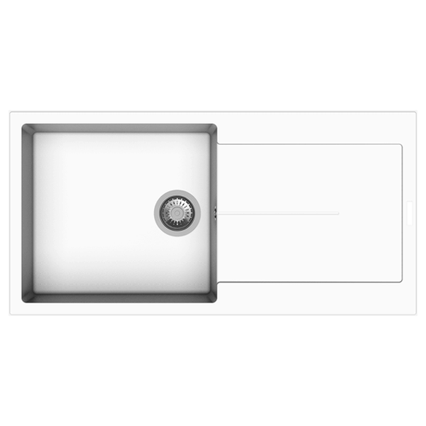Abchauz | Enigma D100L Single Bowl with Drainer Quartz Kitchen Sink ...