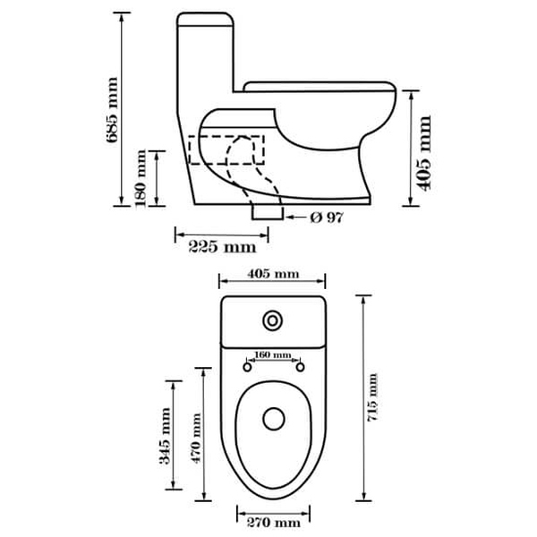 Abchauz | One Piece Toilet - Eva (P-Trap) - 180 mm